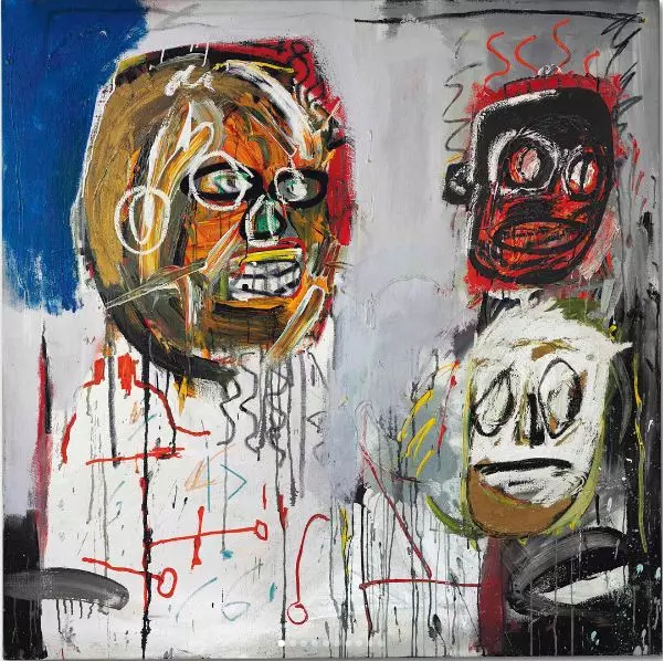 Jean-Michel Basquiat ing stan Galeri Acquavella, Art Basel. Gambar liwat instagram.