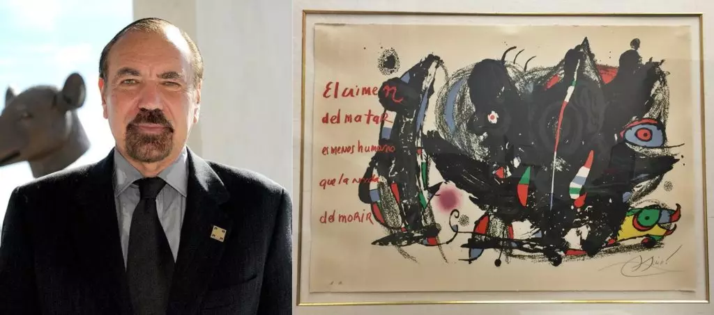 (L) Jorge Perez, ảnh: Sergi Alexander / Getty Images. (R): Bản in thạch của Joan Miro, hình ảnh do Jorge Perez cung cấp.