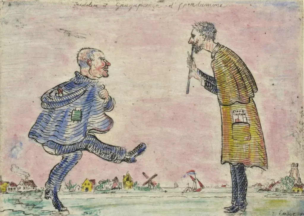 James Ensor, Fridolin et Gragapança d’Yperdamme (Fridolin ak Gragapança nan Yperdamme) Koutwazi Christie's