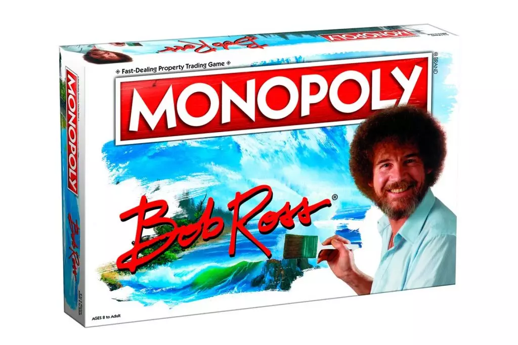 Daabacaadda Bob Ross® ee MONOPOLY. Mahadsanid Hasbro.