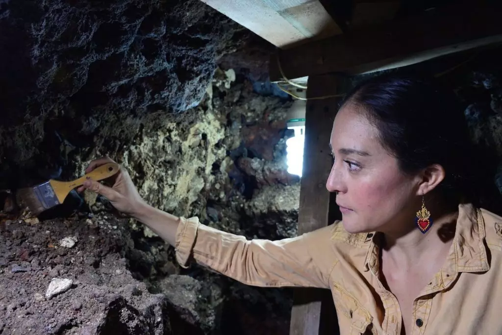 Argeoloë het 'n nuwe gedeelte van die Huey Tzompantli, 'n "toring van skedels" in wat nou Mexikostad is, opgegrawe en voorheen die Asteekse hoofstad van Tenochtitlán was. Foto met vergunning van Mexiko se Nasionale Instituut vir Antropologie en Geskiedenis (INAH).