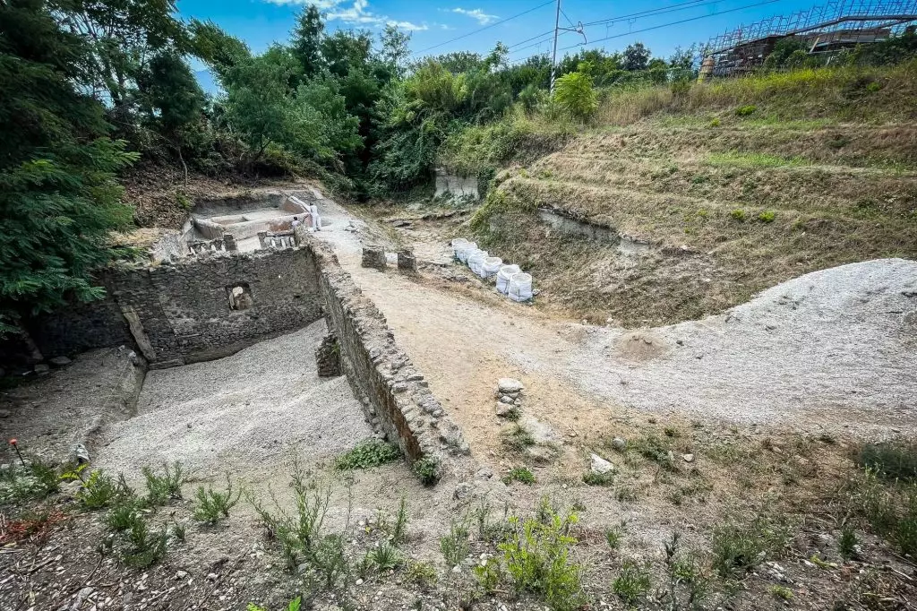 Le site du tombeau nouvellement découvert à Pompéi. Photo publiée avec l'aimable autorisation du Parc Archéologique de Pompéi.