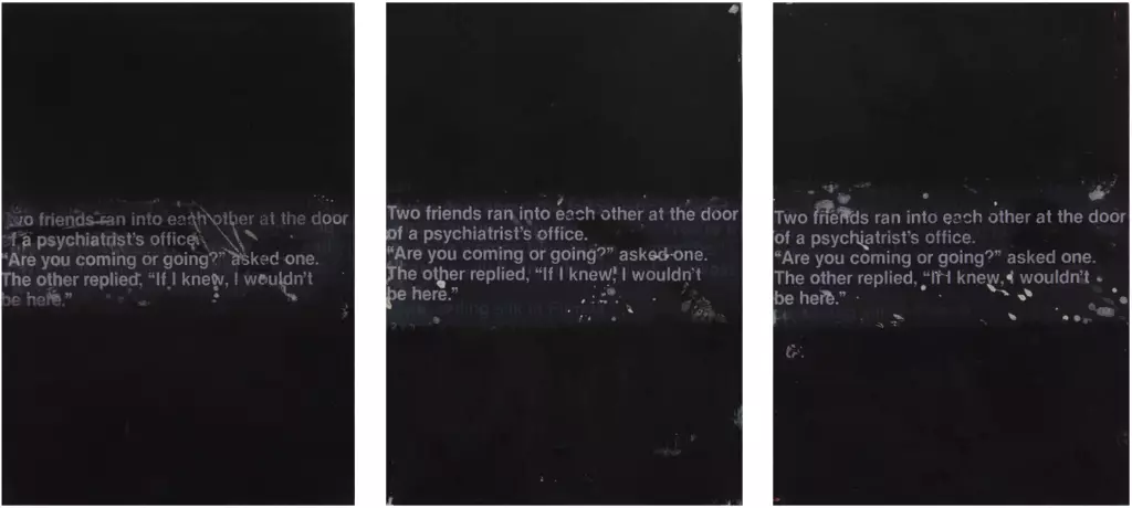 Richard Prince, 3 Jokes Painted to Death ou 3 Jokes Really Painted (1987), qui sera inclus dans la vente aux enchères en ligne de la Journée de l'art contemporain de Sotheby's en mai.