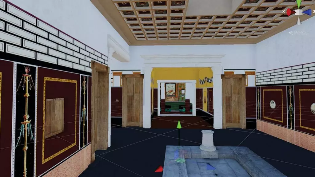 Una reconstrucción en 3-D de la Casa de los Epigramas Griegos en Pompeya. Imagen cortesía de Danilo M. Campanaro y Giacomo Landeschi.