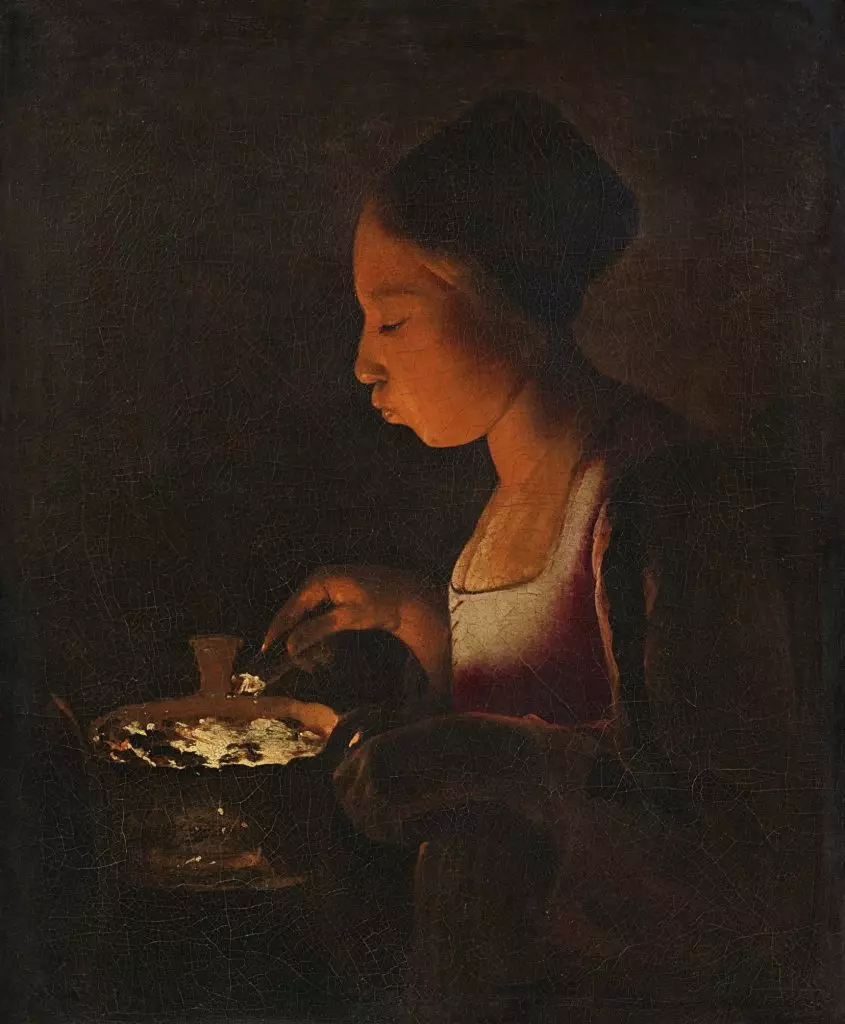 Georges de La Tour's Girl Blowing on a Braisier (La Fillete au braisier). Met dank aan Lempertz.