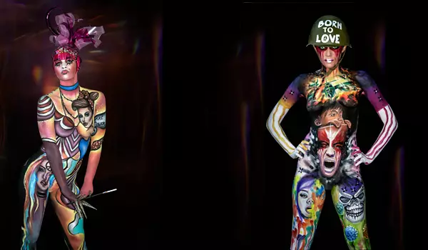 Di Festîvala Bodypainting ya Cîhanê de modelên boyaxkirî. Wêne Karin Upahl/Daniel Janesch.