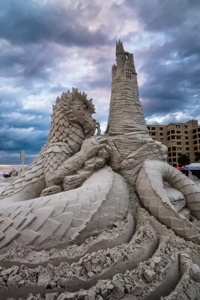 Peščeni grad z ameriškega prvenstva v kiparstvu iz peska. Fotografija z dovoljenjem American Sand Sculpting Championship.