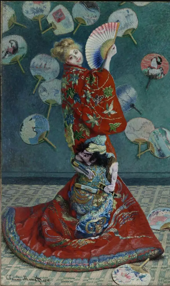 Claude Monet, La Japonaise (Camille Monet in Japanese Costume), 1876. ලලිත කලා කෞතුකාගාරය, බොස්ටන්.