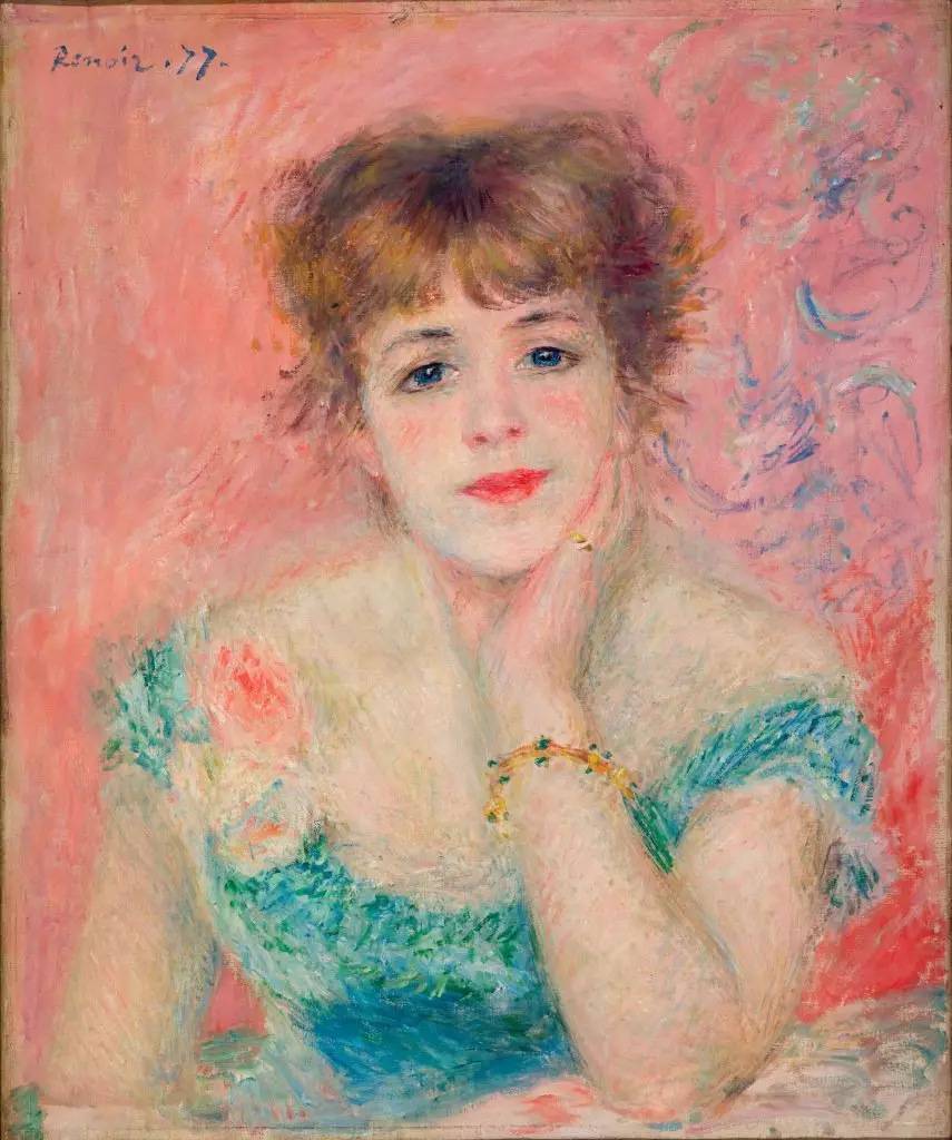 Auguste Renoir, Ritratt tal-attriċi Jeanne Samary, Pariġi (1877).Coll. Ivan Morozov, 26 ta' Novembru 1904. Musée d'Etat des beaux-arts Pouchkine, Moscou / Mużew Statali tal-Belle Arti Pushkin, Moska.