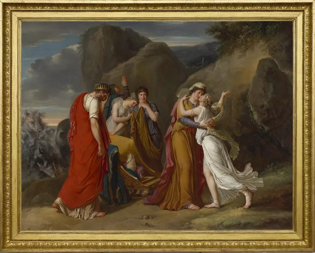 Marie-Guillemine Benoist, Psyche tar farväl av sin familj (1791). Samling av konstmuseerna i San Francisco, museiköp, John A. och Cynthia Fry Gunn; Phoebe Cowles och Robert Girard; Margaret och William R. Hearst III; Diane B. Wilsey; Barbara A. Wolfe; Jay och Clara McEvoy Trust; Michael Taylor Trust; Margaret Oakes Endowment Income Fund; familjen Harris; Ariane och Lionel Sauvage; och en anonym donator. Foto av Randy Dodson, med tillstånd från Fine Arts Museum of San Francisco.