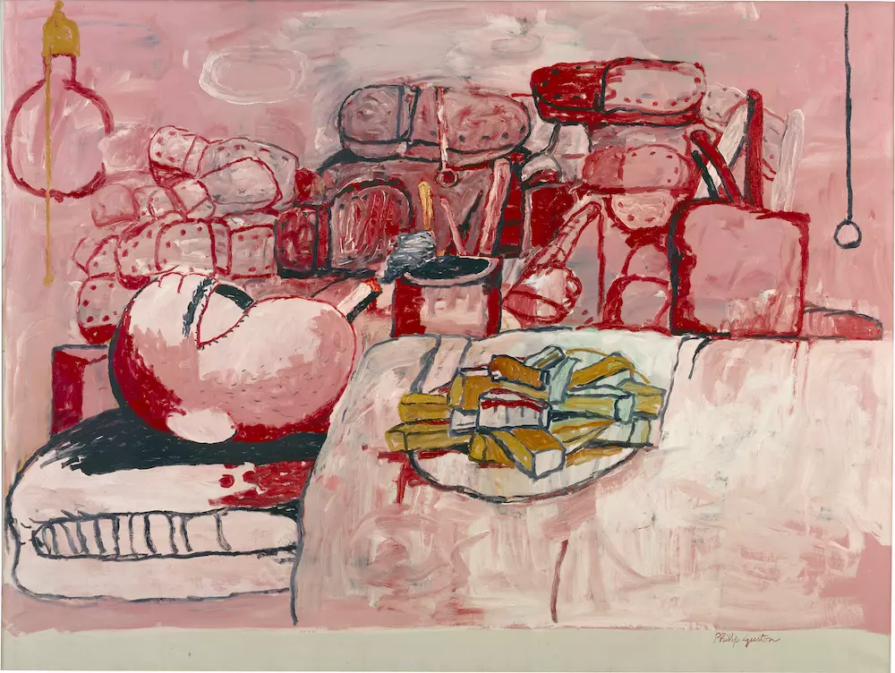 Philip Guston, Tranh, Hút thuốc, Ăn uống (1973). Được phép của Bảo tàng Stedelijk / © tài sản của Philip Guston.