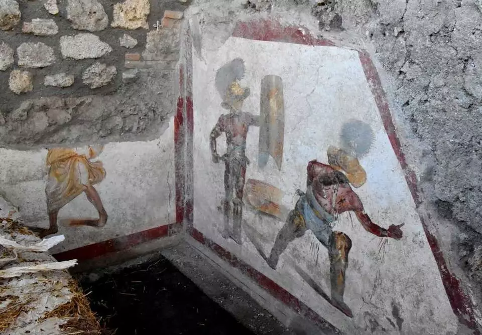 Pompeýde täze gladiator freskasy tapyldy. Surat Italiýanyň Medeniýet ministrliginiň rugsady bilen © 2019.