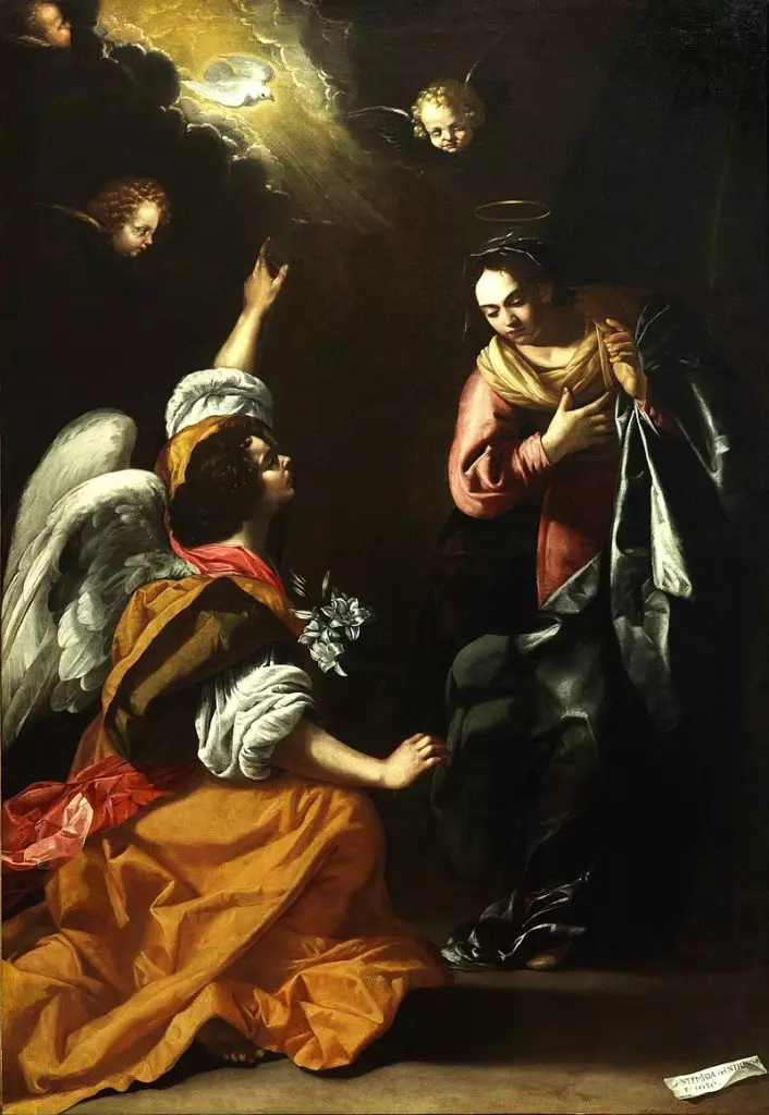 Artemisia Gentileschi, Pagpapahayag. Sa kagandahang-loob ng Capodimonte Museum, Naples.