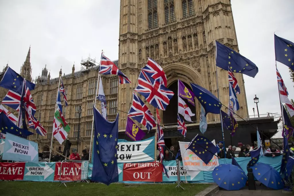 Protestul împotriva Brexit pro Uniunea Europeană la Westminster pe 28 octombrie 2019 la Londra, Anglia. Fotografie de Mike Kemp/In Pictures prin Getty Images