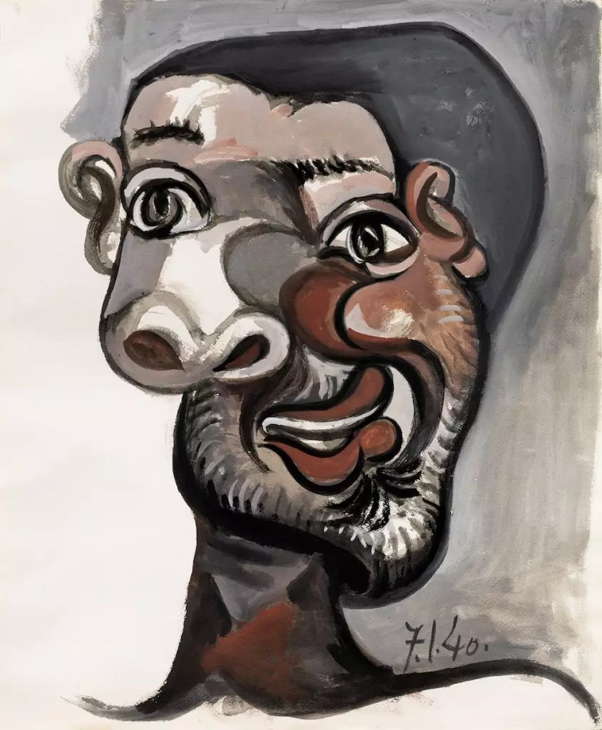 Pablo Picasso, Tête d'homme (1940). Imej ihsan Sotheby's.