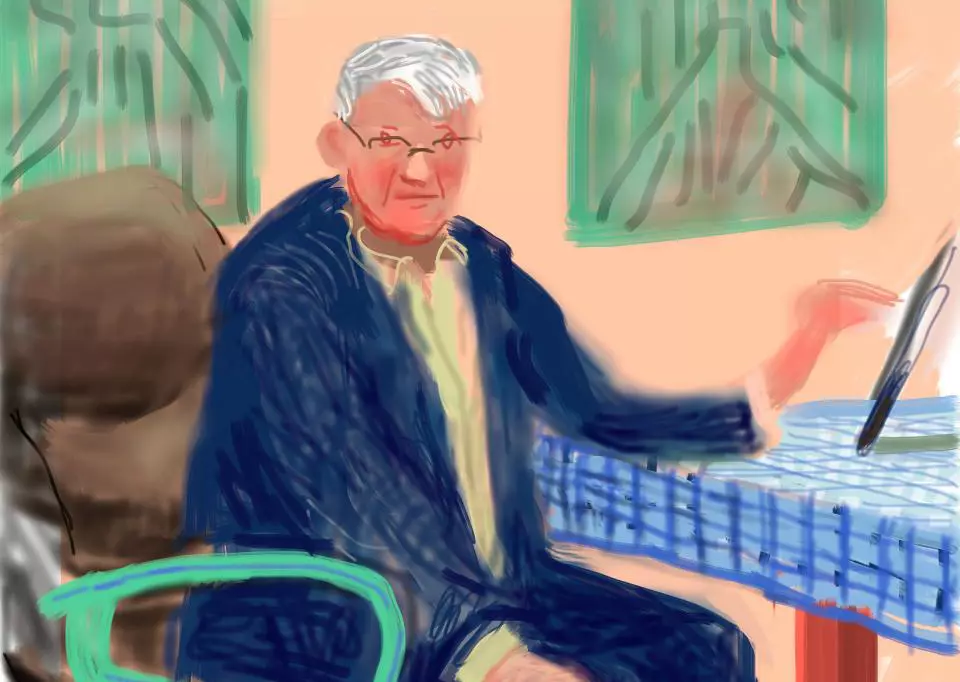 David Hockney, Autoportret, 25 mars 2012, nr. 3 (1236) (2012). Me mirësjellje Galeria Kombëtare e Viktorias ©David Hockney.