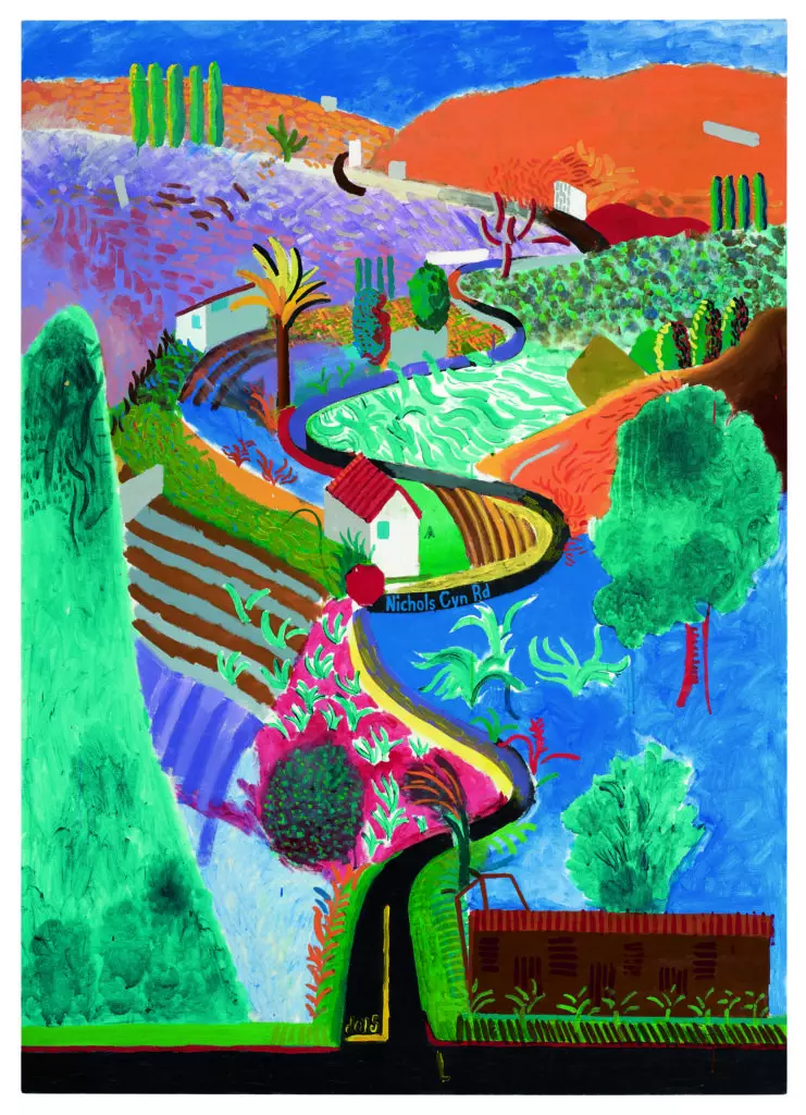 David Hockney, Nichols Canyon (1980). © David Hockney, Pru Cumings Associates-en adeitasuna.