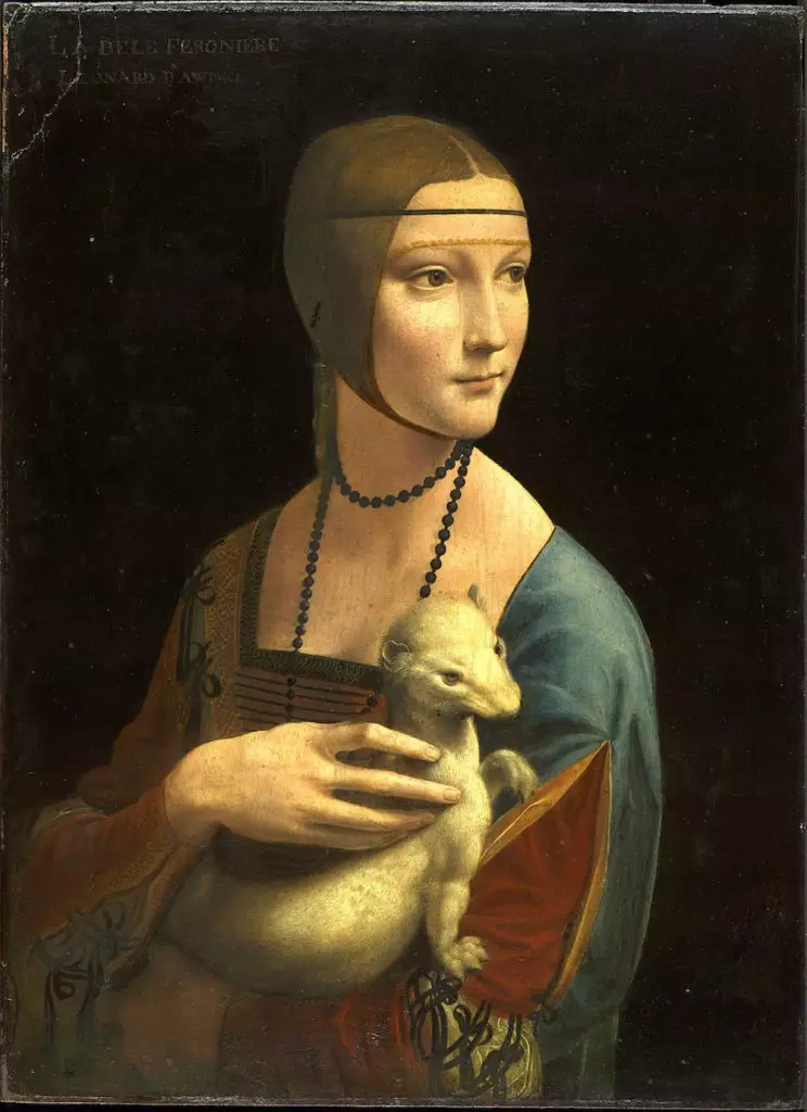 Leonardo da Vinci, Dama cun armiño (c. 1489–91). Cortesía do Museo Nacional de Cracovia.