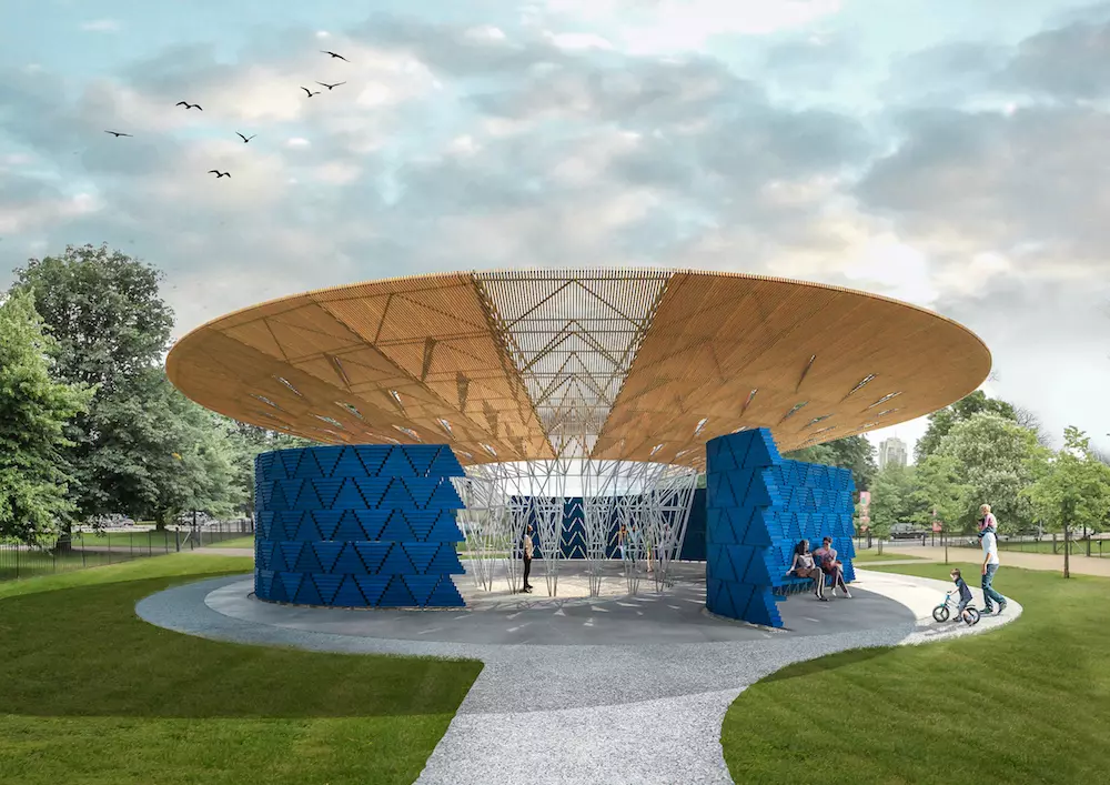 Serpentine Pavilion Exterior 2017, עוצב על ידי Francis Kéré, Design Render ©Kéré Architecture