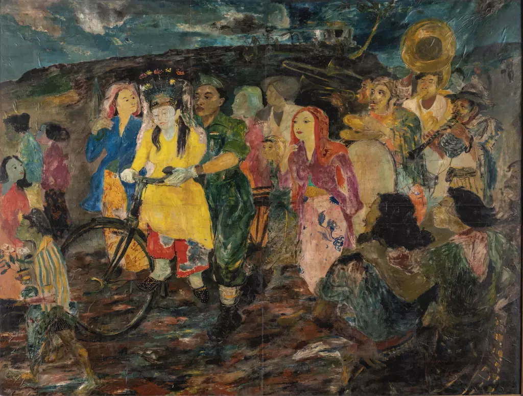 Hendra Gunawan, Pengantin Revolusi (Bruid van de Revolutie) (1957). Sa kagandahang-loob ng Museum Seni Rupa Jakarta.