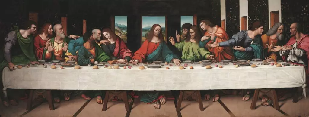 Cóip de Leonardo's The Last Supper, Giampietrino agus Giovanni Antonio Boltfraffio (ca. 1515-1520). © Acadamh Ríoga na nEalaíon, Londain. Grianghraf: Prudence Cuming Associates Limited.