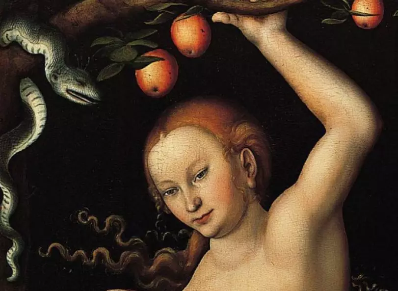 Lucas Cranach the Elder, Eve (madwar 1530), dettall. Korteżija tan-Norton Simon.