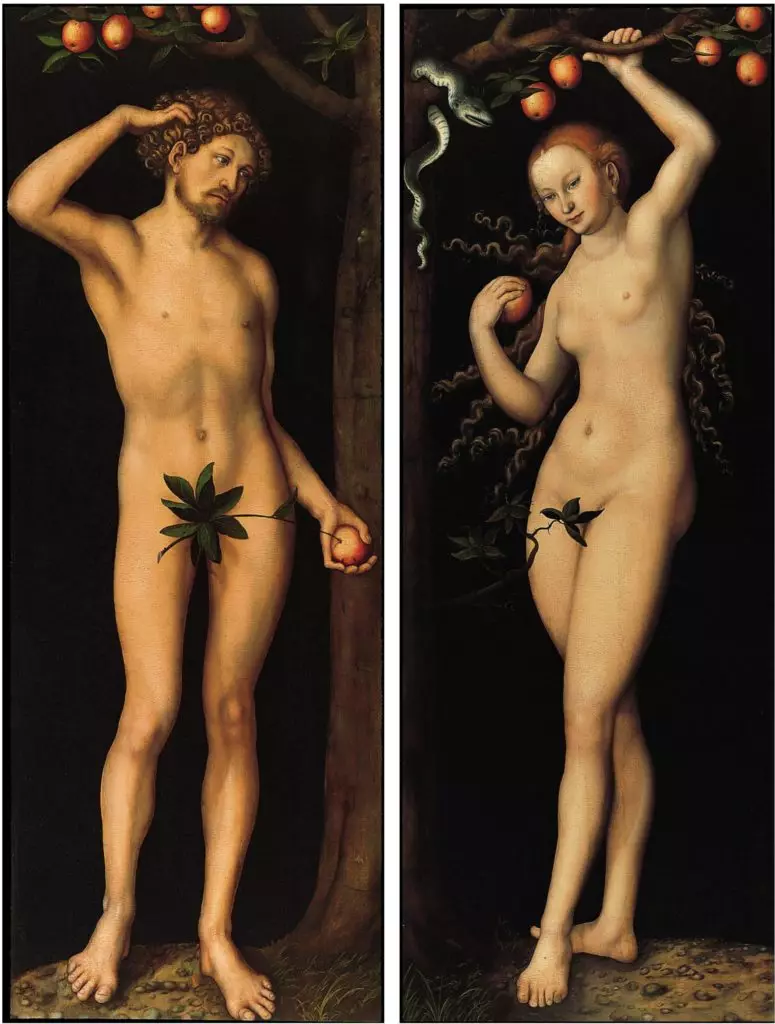 Lucas Cranach the Elder, Adam sareng Hawa (circa 1530). Kahadean tina Norton Simon.