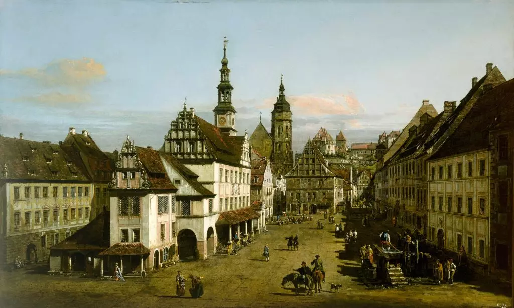 Bernardo Bellotto, Markedspladsen i Pirna (ca. 1764). Samling af Museum of Fine Arts, Houston.