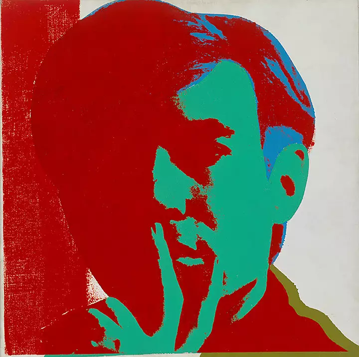 Andy Warhol, Autoportret (1966-1967). Szczegół. Muzeum Andy'ego Warhola, Pittsburgh; Kolekcja założycielska, wkład The Andy Warhol Foundation for the Visual Arts, Inc. © 2021 The Andy Warhol Foundation for the Visual Arts, Inc. / Licensed by Artists Rights Society (ARS), Nowy Jork.