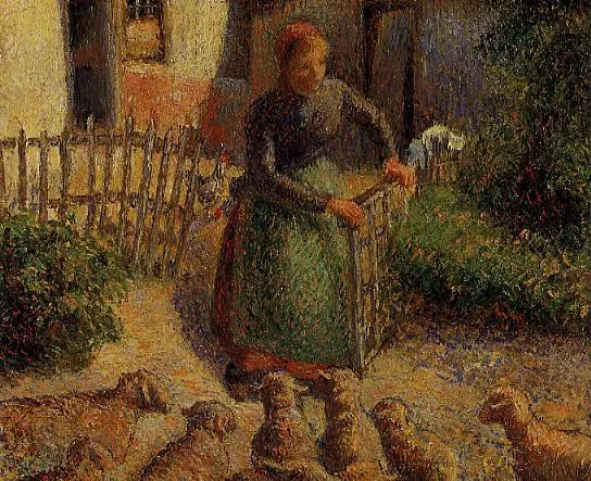 Camille Pissarro คนเลี้ยงแกะพาแกะ