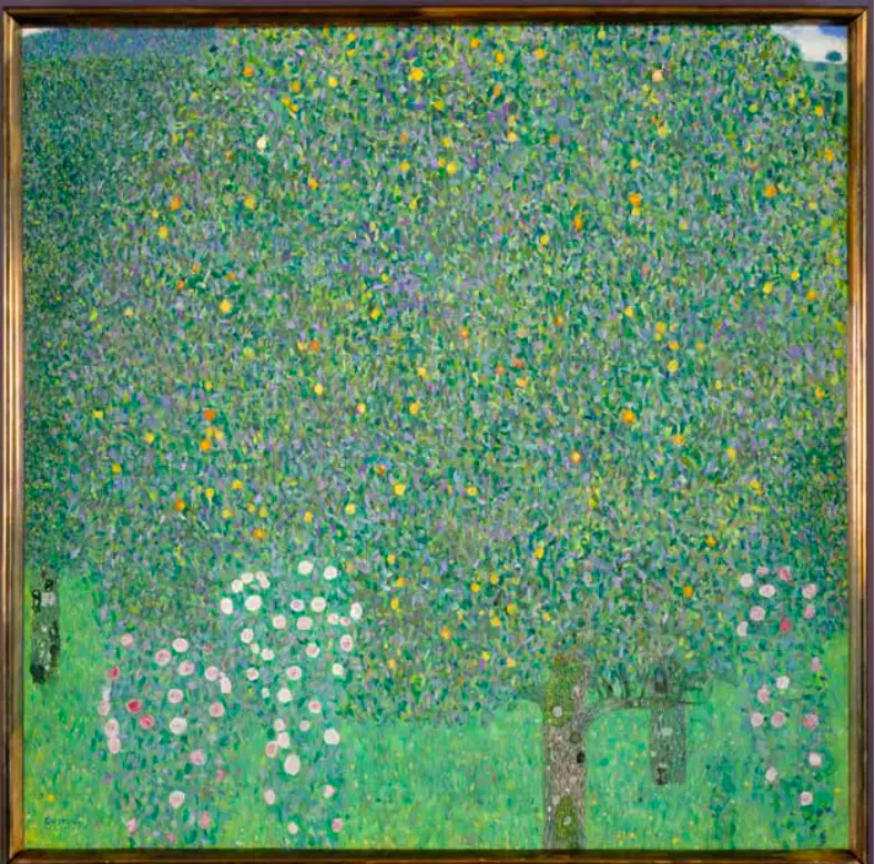 Gustav Klimt, Rosebushes Pansi pa Mitengo (1905). Mwachilolezo cha Unduna wa Zachikhalidwe ku France.