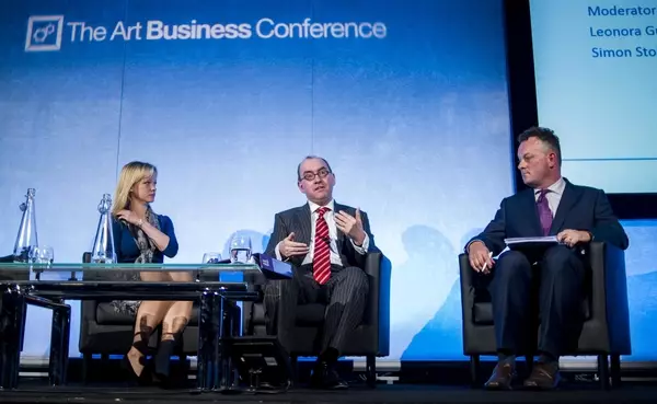 The Art Business Conference 2014 The Queen Elizabeth II Conference Centre L-R: Leonora Gummer (ACS), Simon Stokes (Blake Morgan), Ivan Macquisten (Antiques Trade Gazette)