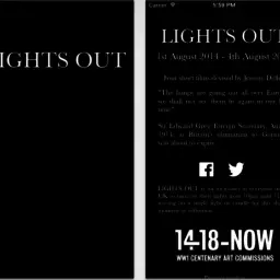 Jeremy Deller, Lights Out, 2014 Od 1. augusta vydá Jeremy Deller každý deň nový film, ktorý bude možné zobraziť iba prostredníctvom aplikácie. Finálny film vyjde 4. augusta o 22:00 a bude dostupný do 23:00, kedy celá séria zmizne.