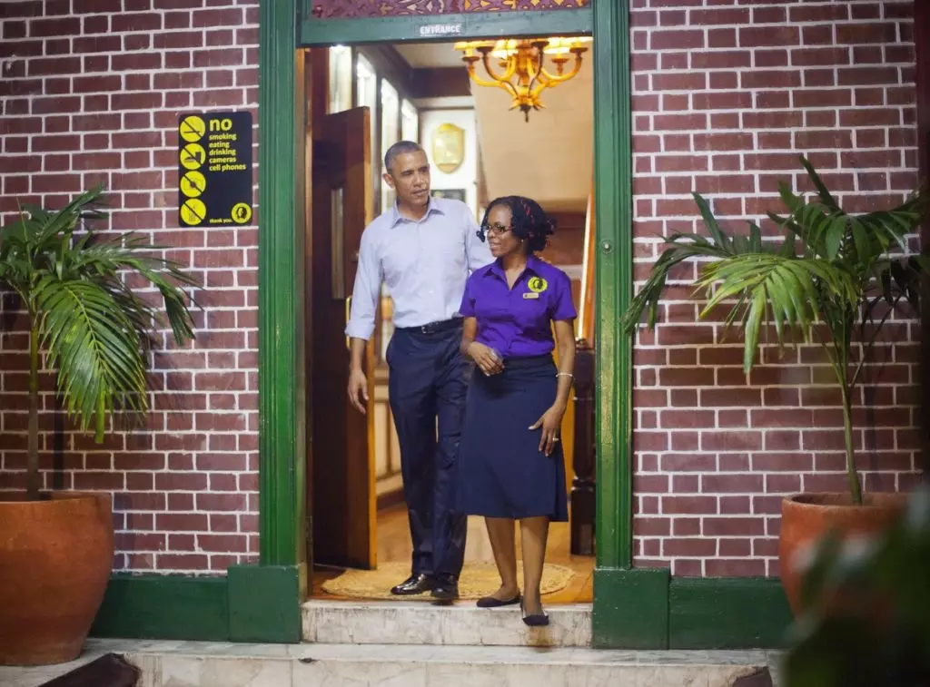 President Obama by die Bob Marley-museum in Jamaika. Foto: Pablo Martinez Monsivais/Associated Press.