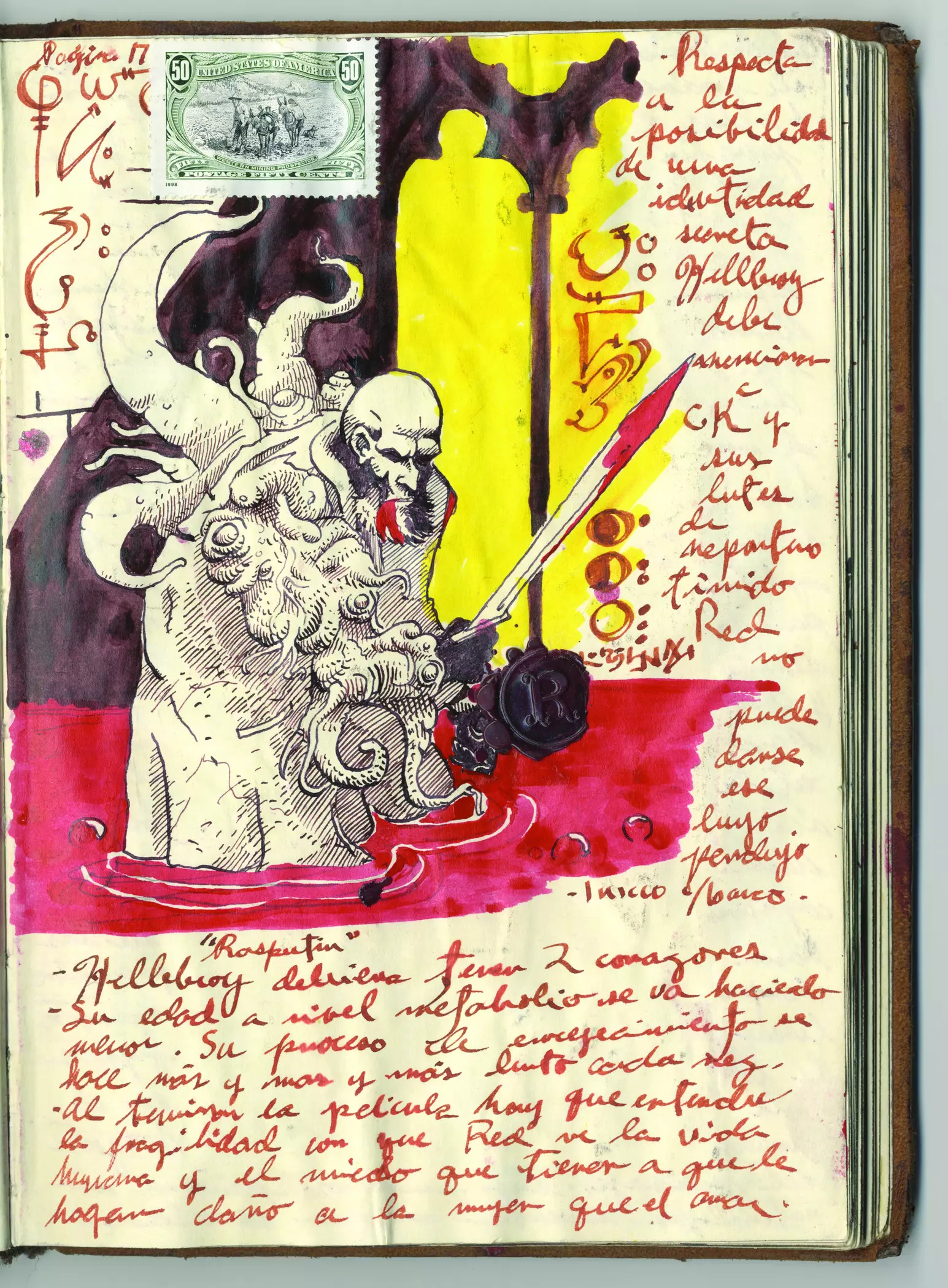 Page from Guillermo del Toro's notebook. Courtesy of the artist via LACMA.