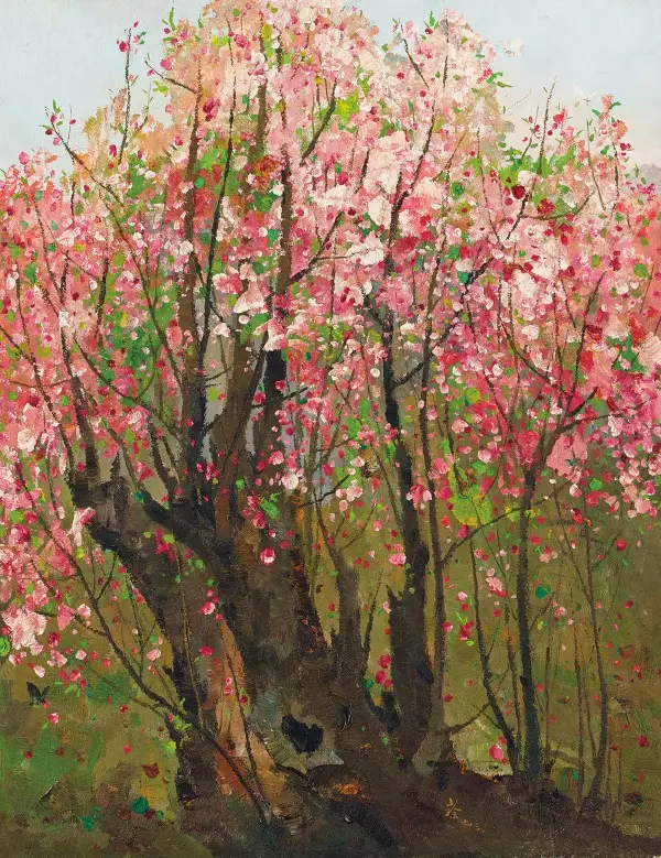 Wu Guanzhong “Plum Blossoms” (1973) ithengiswe nge-HK$66.8 yezigidi/i-US$8.6 yezigidi kumqokeleli wase-Asiya ibe yeyona ndawo iphezulu yobugcisa e-Sotheby's Hong Kong ngale Ntwasahlobo. Umfanekiso ngoncedo lwe-Sotheby's HK.