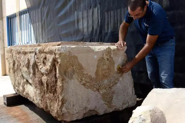 The coffin features unique intricate engravings. Photo: Debbie Hill via UPI