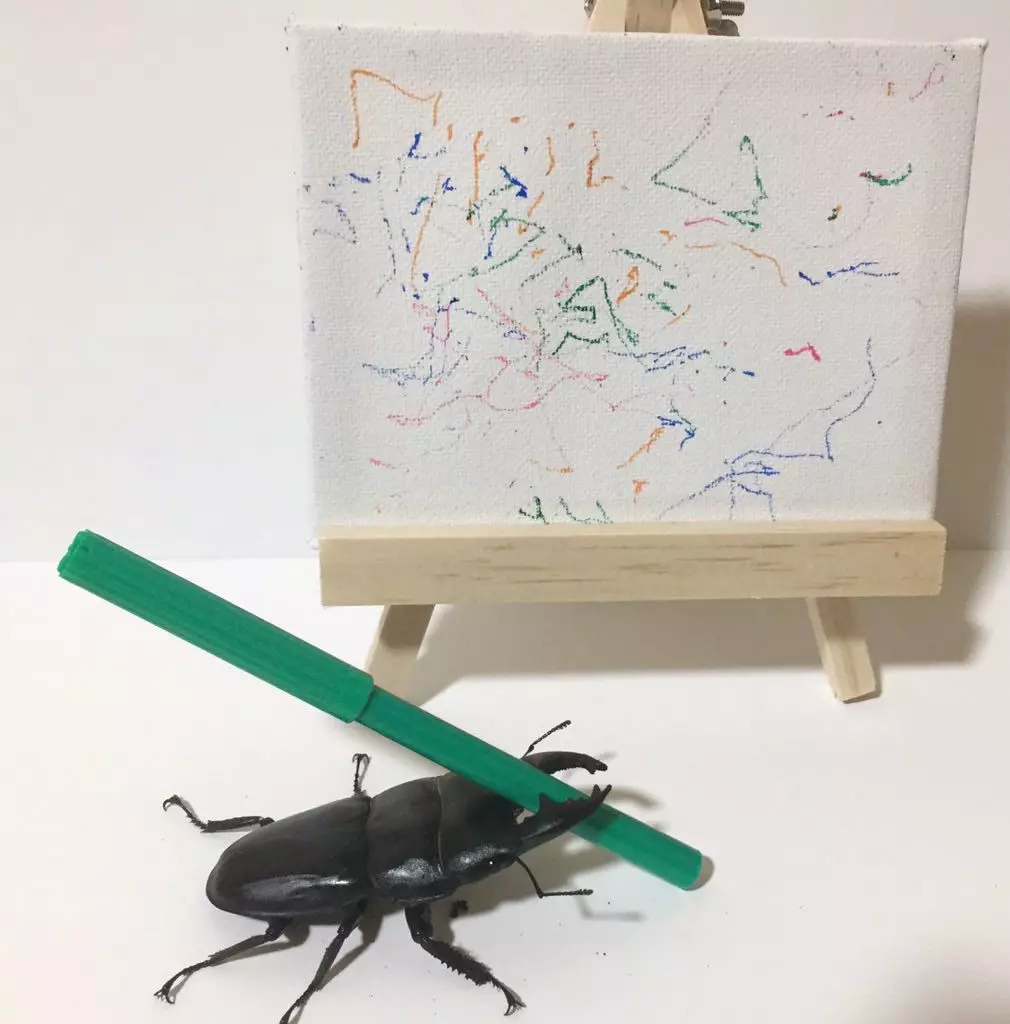 Spike the Beetle mit seiner Kunst. Mit freundlicher Genehmigung von itmemandy über eBay.