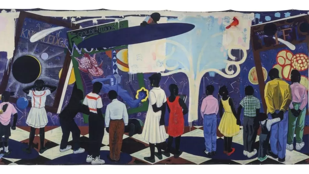 Kerry James Marshall, Knowledge and Wonder (1995). ຮູບພາບມາລະຍາດຂອງ Christie's.