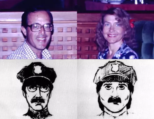 Jerry e Rita Alter. Foto cortesía de YouTube/WFAA. Esbozo policial dos atracadores no Museo Isabella Stewart Gardner. Imaxe cortesía da policía de Boston.