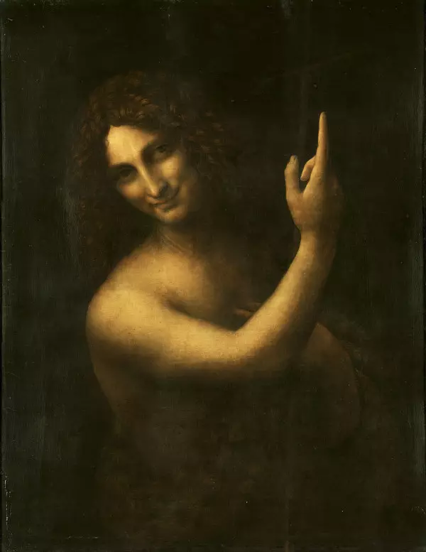 Leonardo da Vinci, Johannes die Doper (1513). Versameling van die Louvre, Parys.