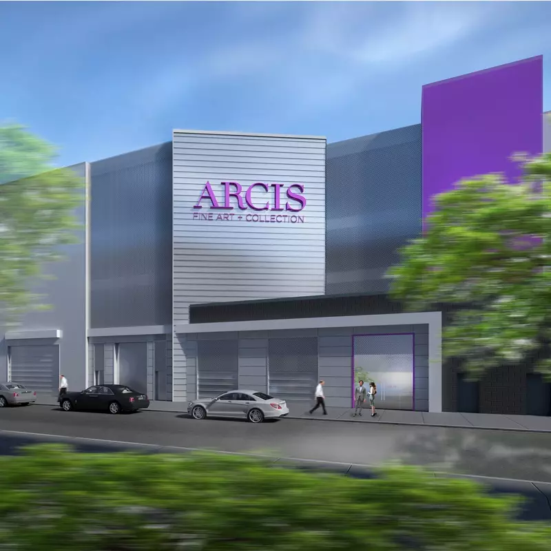 A Rendering saka fasilitas panyimpenan seni Arcis, port free, ing construction ing Harlem. Katresnan Arcis.