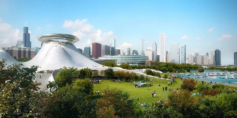 Ukunikezwa kwe-Lucas Museum of Narrative Art, e-Chicago. Ngokuhlonishwa kwe-MAD Architects.