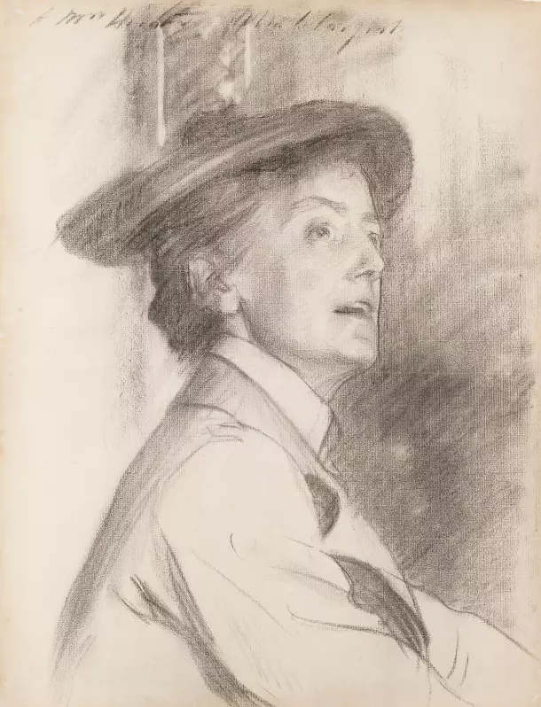 John Singer Sargent, Dame Ethel Mary Smyth (1901). S laskavým svolením National Portrait Gallery v Londýně.