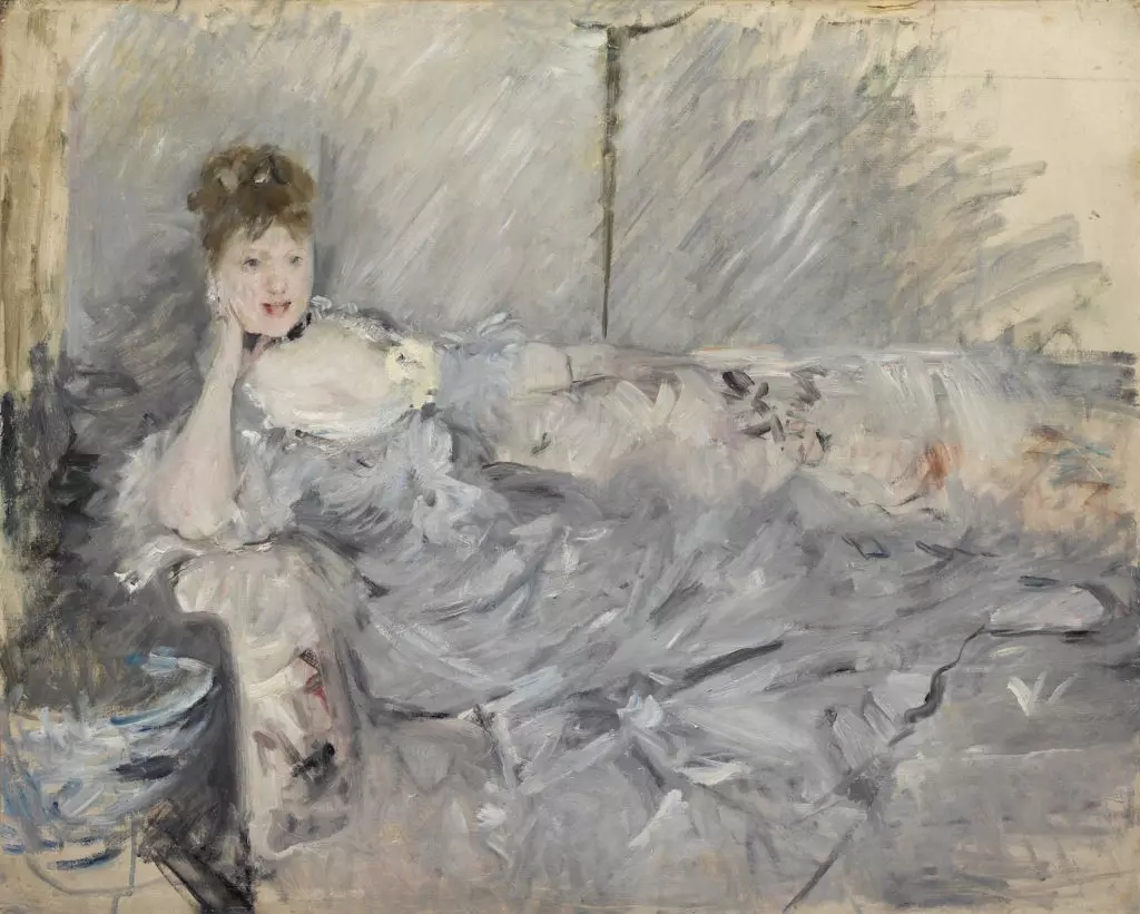 Berthe Morisot, 회색 기대어 있는 여인(1879. 개인 소장품 제공, 사진: Christian Baraja)