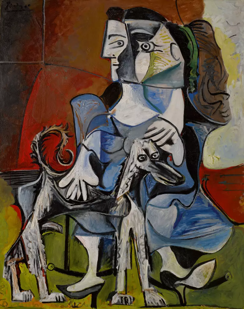 Пабло Пикасо, Femme au chien (1962). Со учтивост на Сотби.