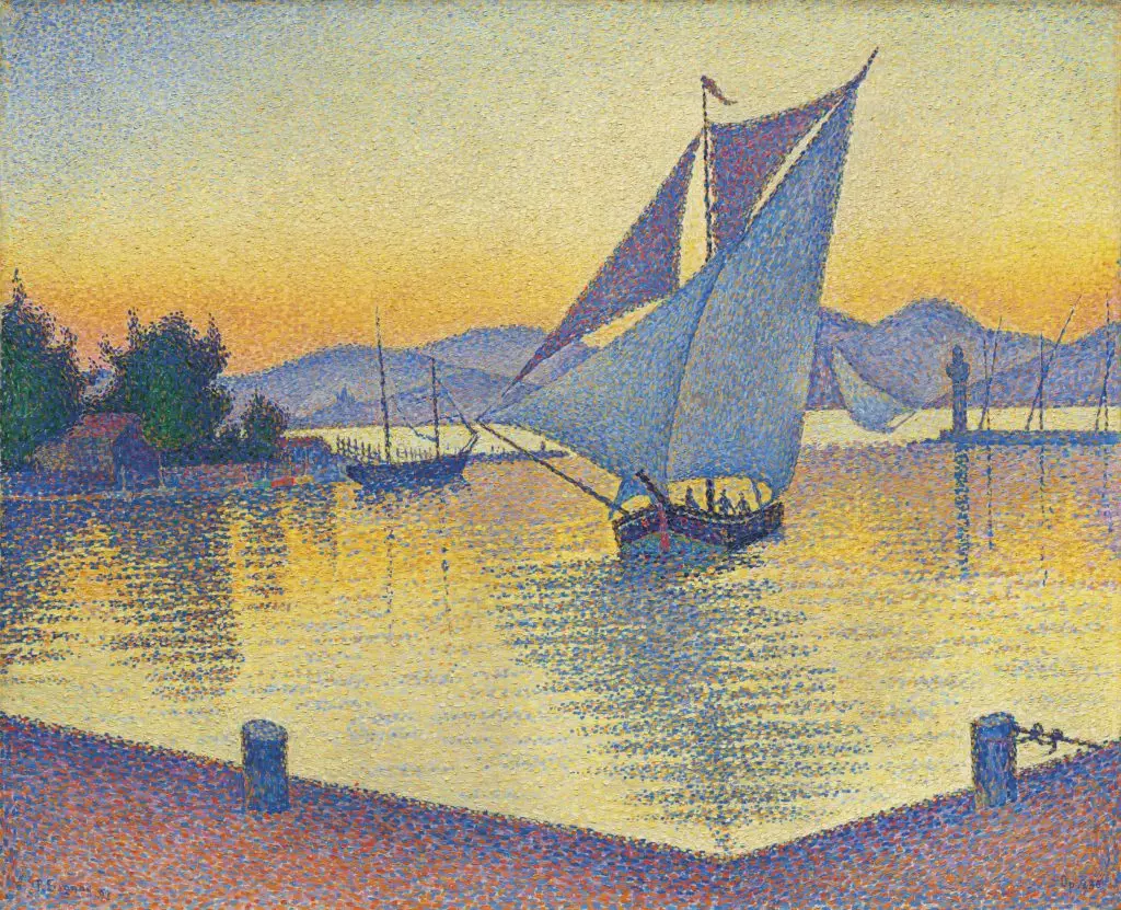 Le Port au soleil couchant de Paul Signac, Opus 236 (Saint-Tropez), 1892, foi vendido por um recorde de US$ 25.839.156. Imagem cortesia da Christie's.