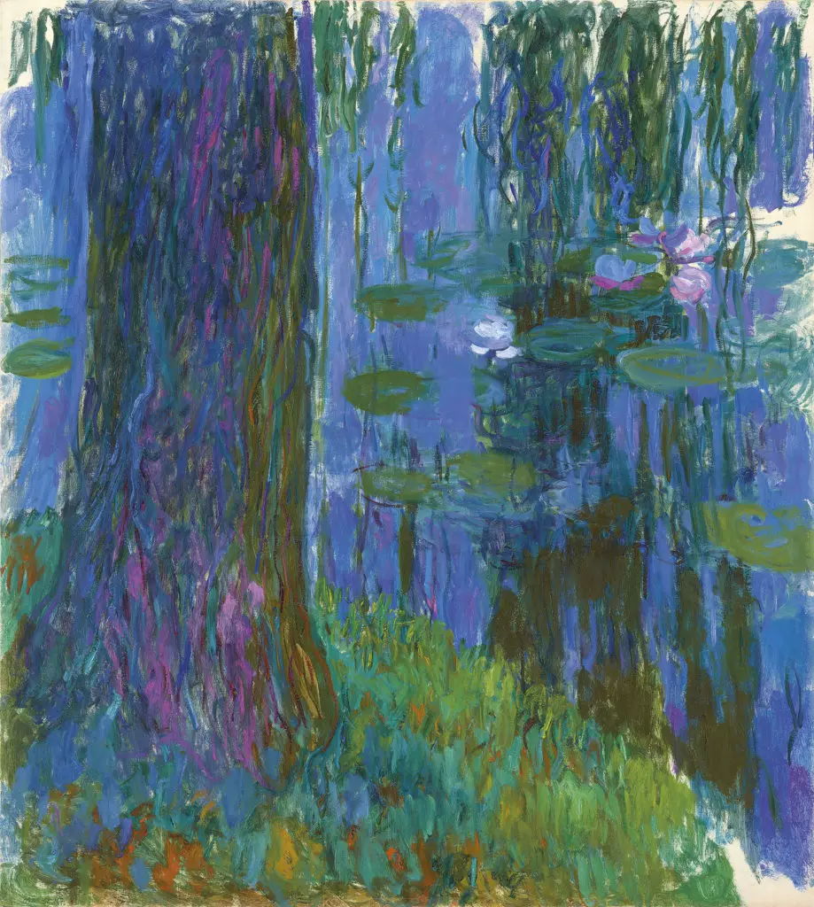 Saule pleureur et bassin aux nympheas, 1916-1919 van Claude Monet, werd niet verkocht. Afbeelding met dank aan Christie's.