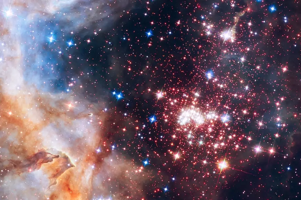 Ang Westerlund 2 Star Cluster (detalye). Litrato: NASA, ESA, ang Hubble Heritage Team (STScI/AURA), A. Nota (ESA/STScI), ug ang Westerlund 2 Science Team.