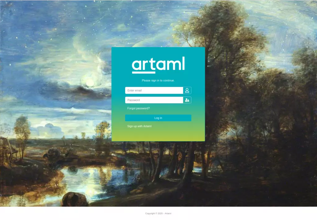 ARTaml log-in peji. Nekuda kweARTaml.